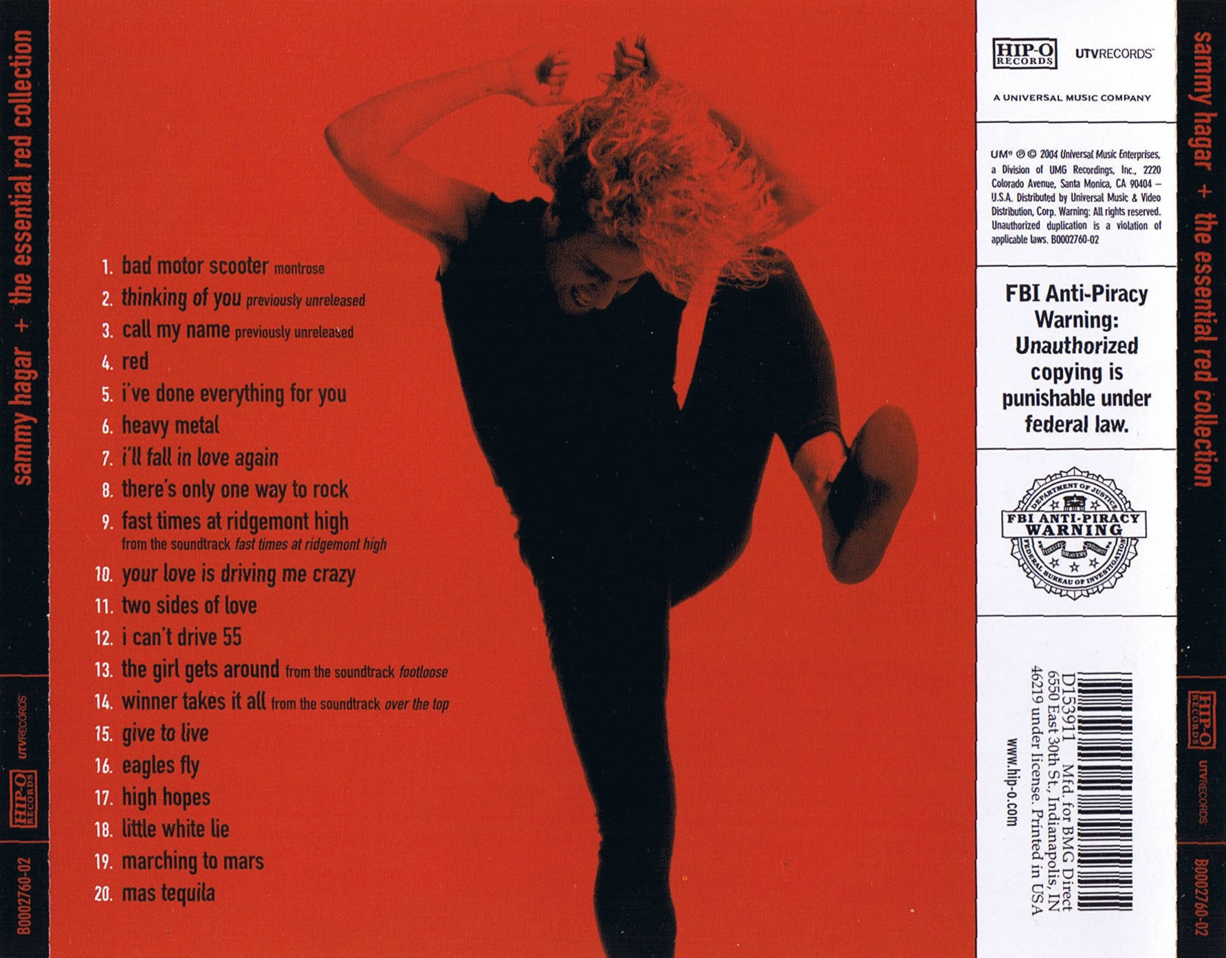 Sammy Hagar The Essential Red Collection (2004) : Back | CD Covers ...